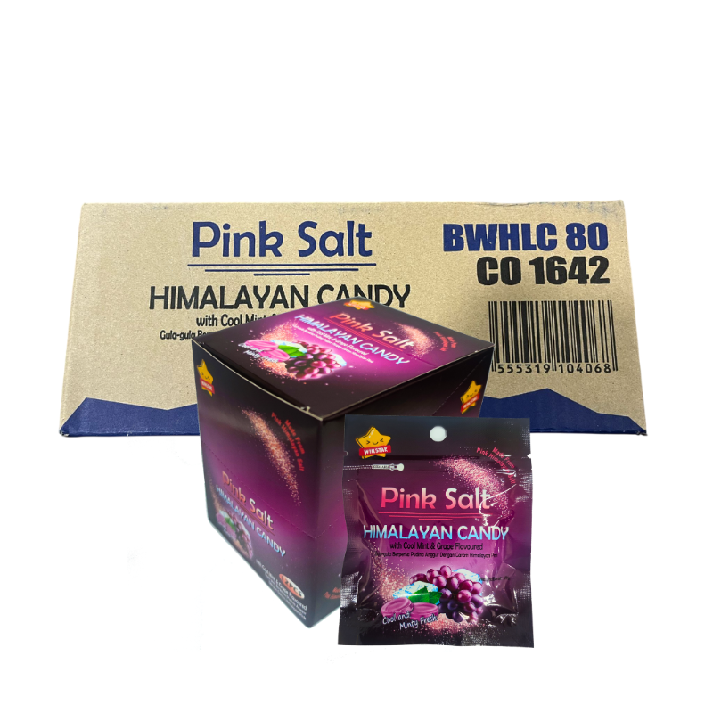 (Carton) Pink Salt Himalayan Candy | Cool Mint & Grape Flavoured Candy ...