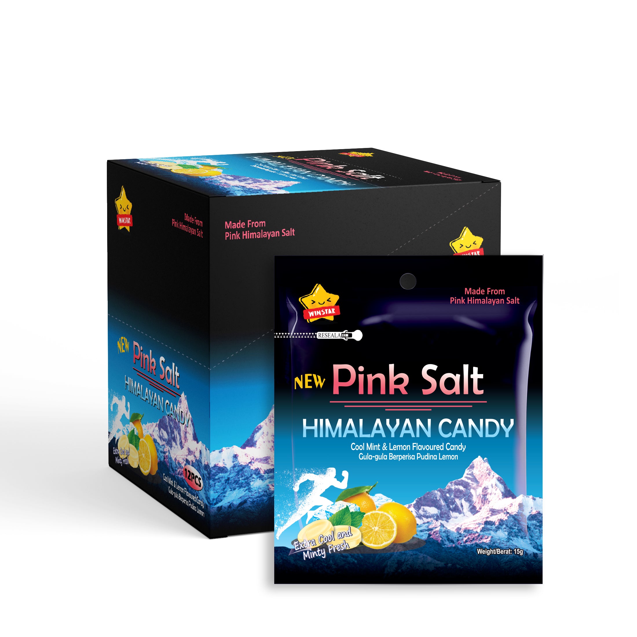 Pink Salt Himalayan Candy | Cool Mint & Lemon Flavoured Candy (12packs ...