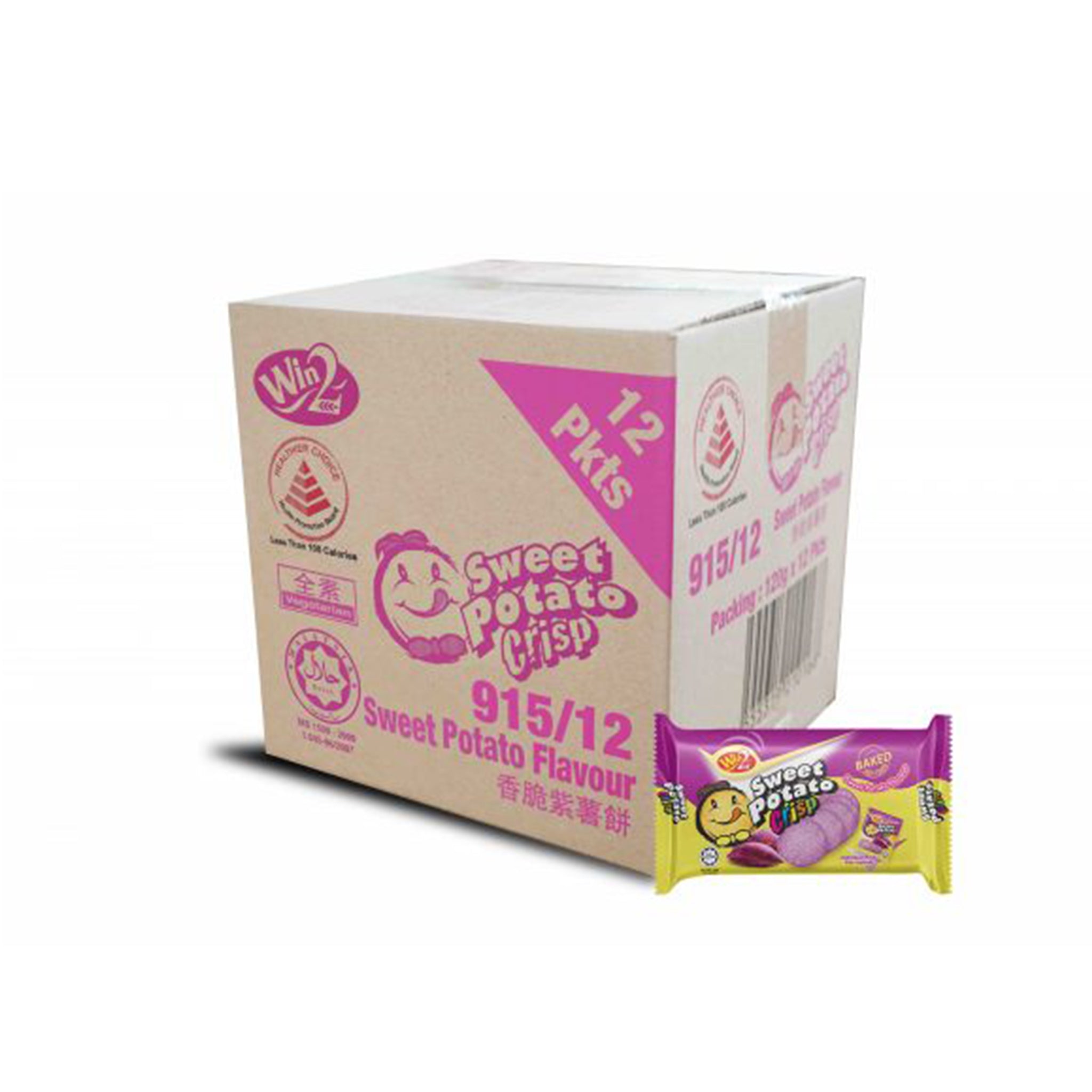 (Carton）Win2 Potato Crisp Cracker Sweet Potato Flavour (120g x 12 pack ...